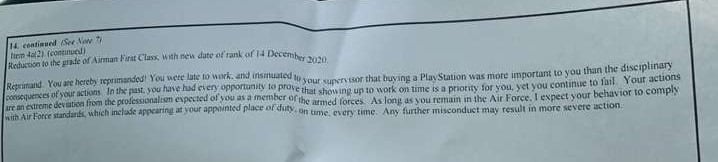 Space Force demotes member for being late due to buying a PS5