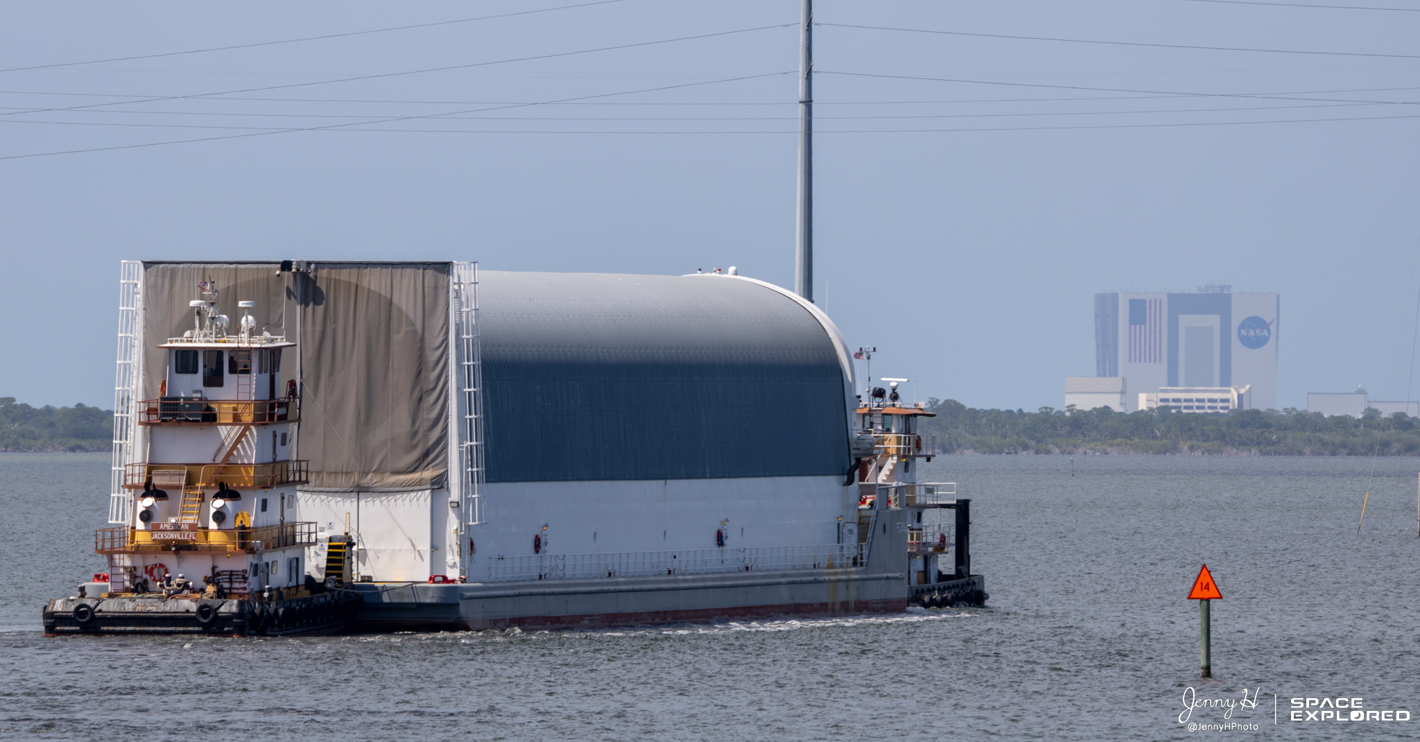 NASA's Pegasus barge arrives at Kennedy Space Center with Artemis I ...