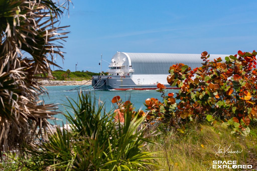 NASA's Pegasus barge arrives at Kennedy Space Center with Artemis I ...