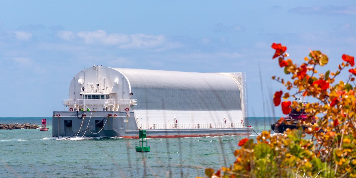 NASA's Pegasus barge arrives at Kennedy Space Center with Artemis I ...