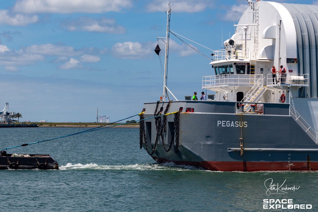 NASA's Pegasus barge arrives at Kennedy Space Center with Artemis I ...