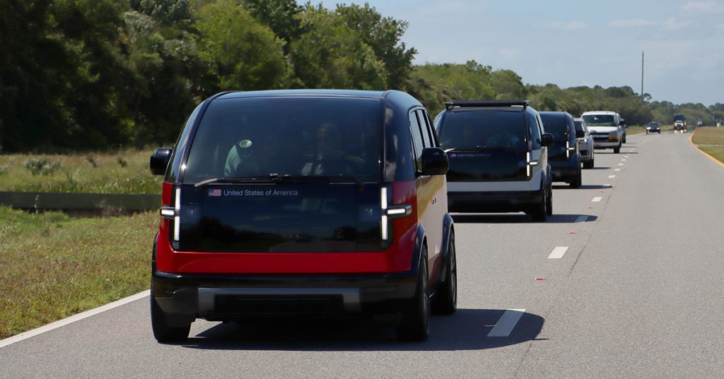 NASA tests Canoo Astronaut transport vehicles at KSC